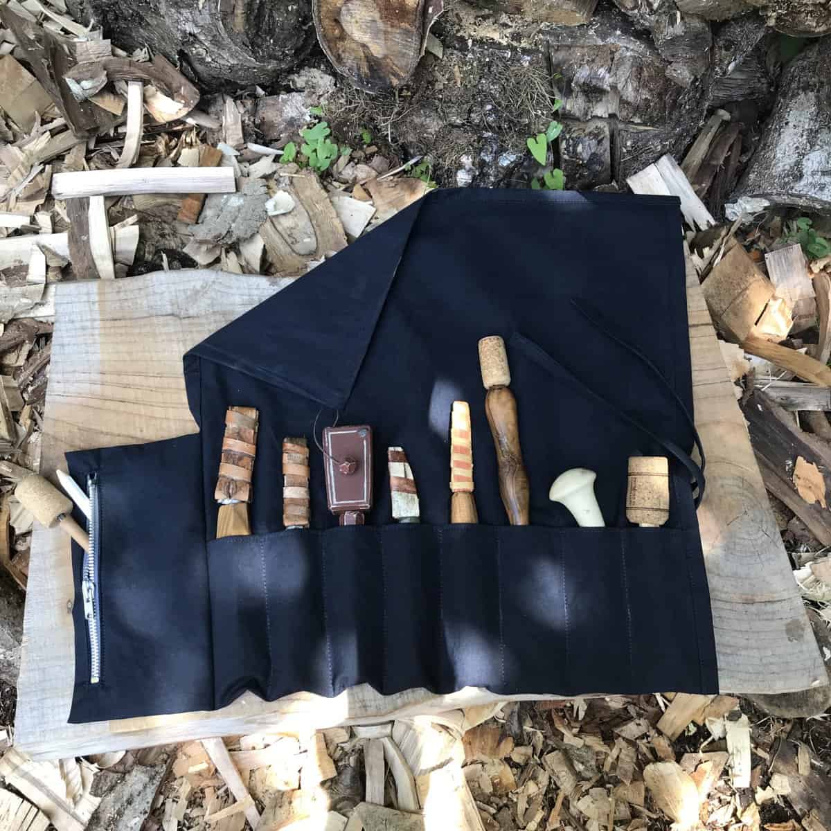 Navy Blue Waxed Canvas Tool Roll – The Spoon Crank