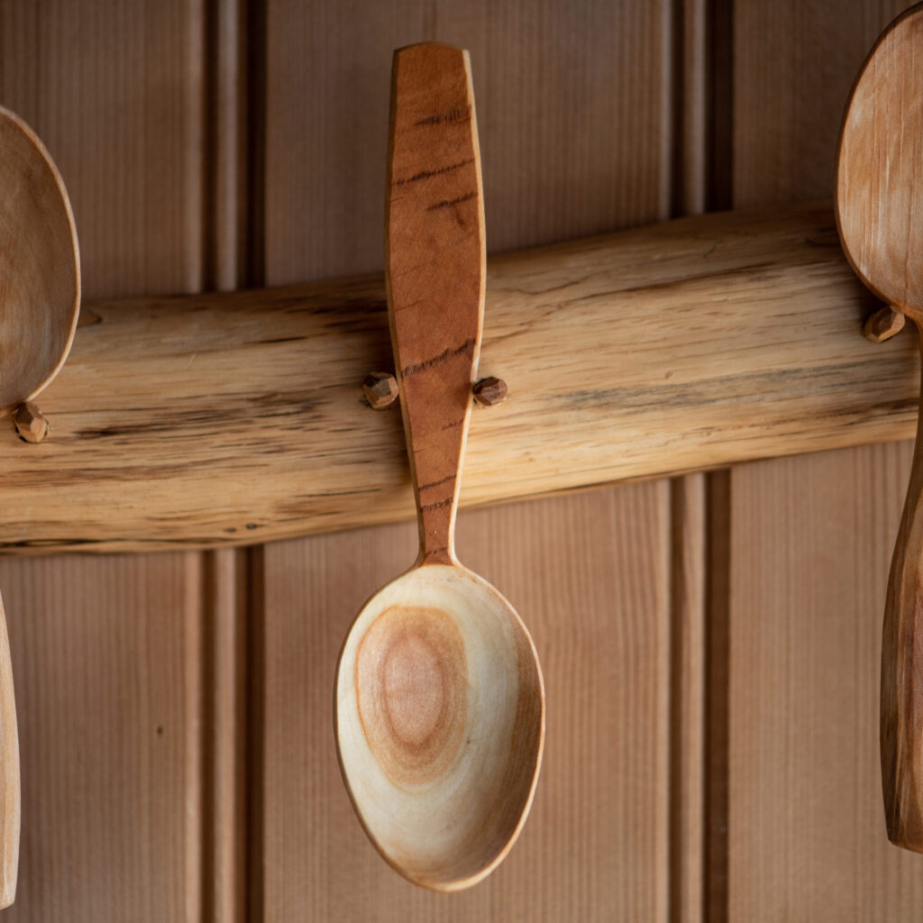 Wild cherry eating spoon with axe marks – The Spoon Crank