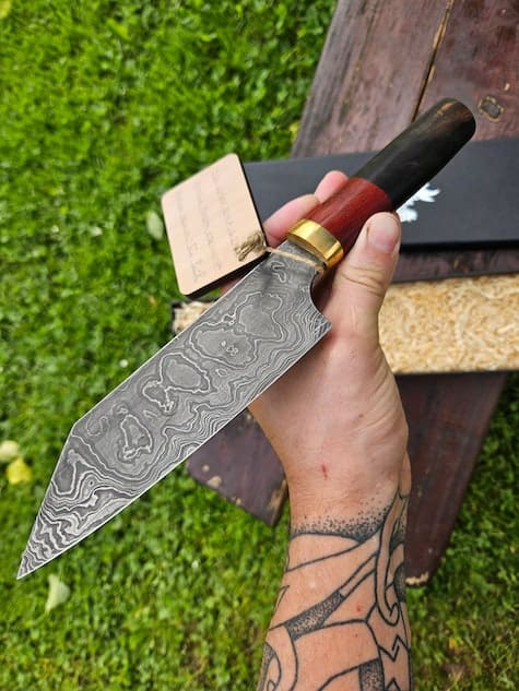 Hand Forged Damascus 62 HRC Chef Knife Bunka K Tip Kitchen Knife ...