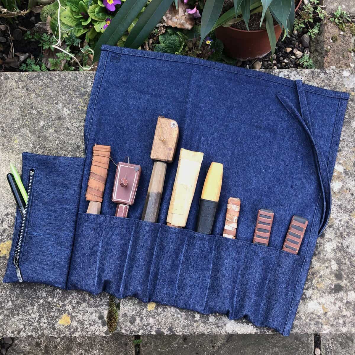Dark Blue Denim Tool Roll – The Spoon Crank