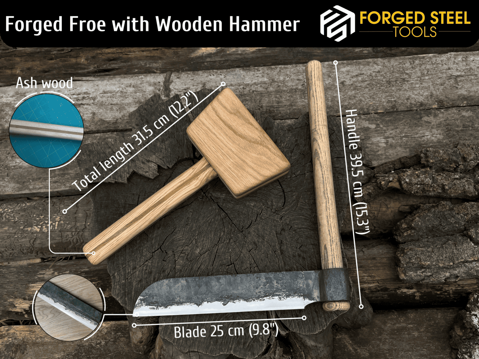 Splitting Froe with Wooden Mallet – The Spoon Crank