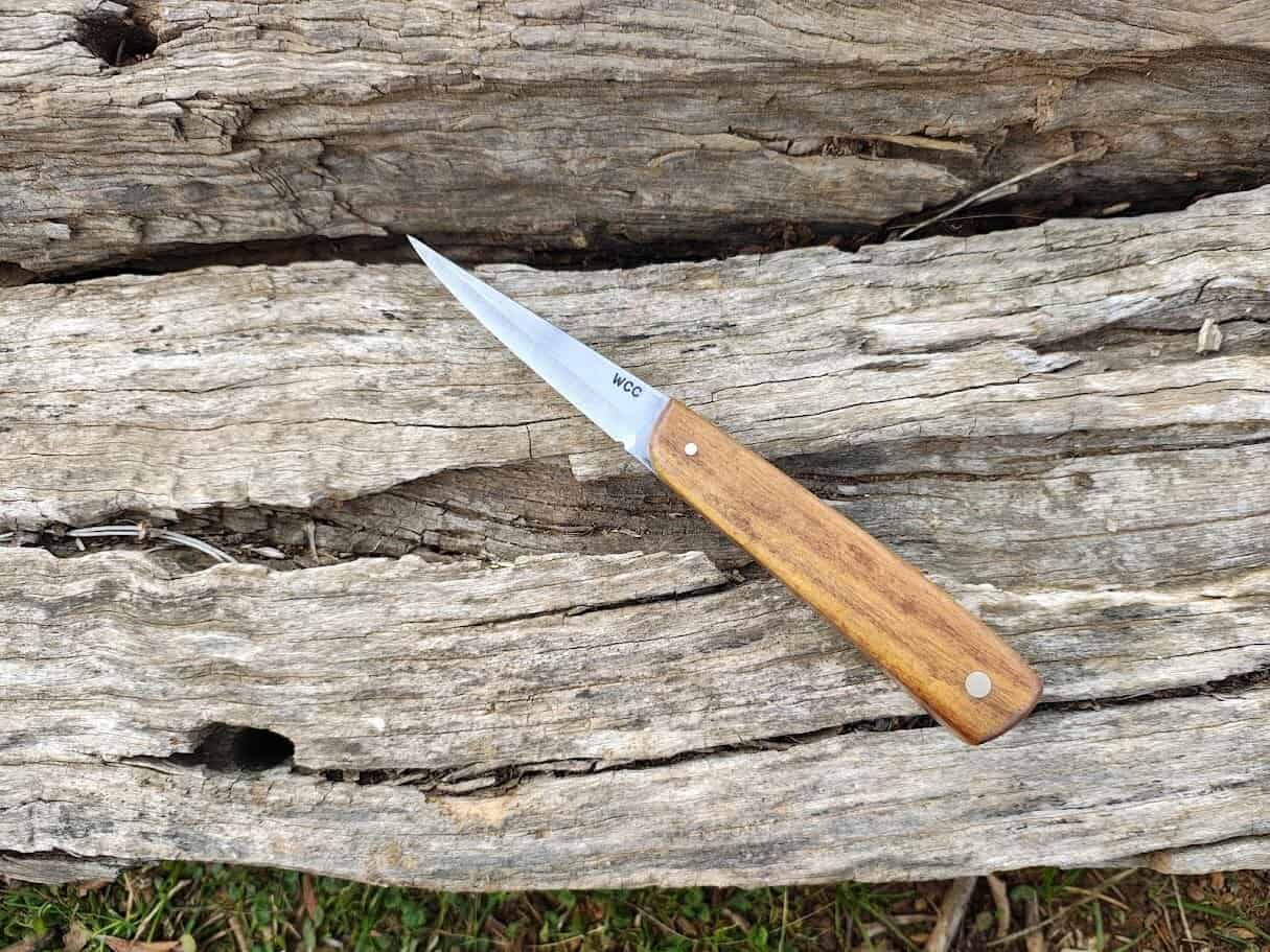85mm Full Tang Sloyd Knife with Mulga Handle Scales – The Spoon Crank